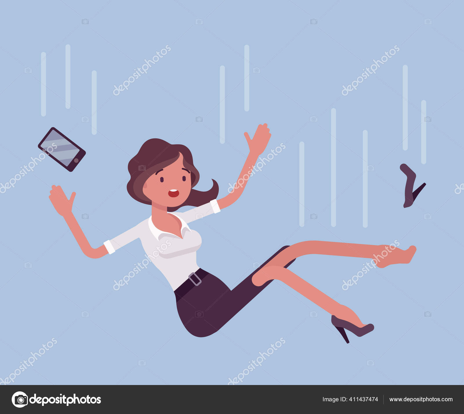 Falling down unsuccessful businesswoman, moving to fail Stock Vector by ...
