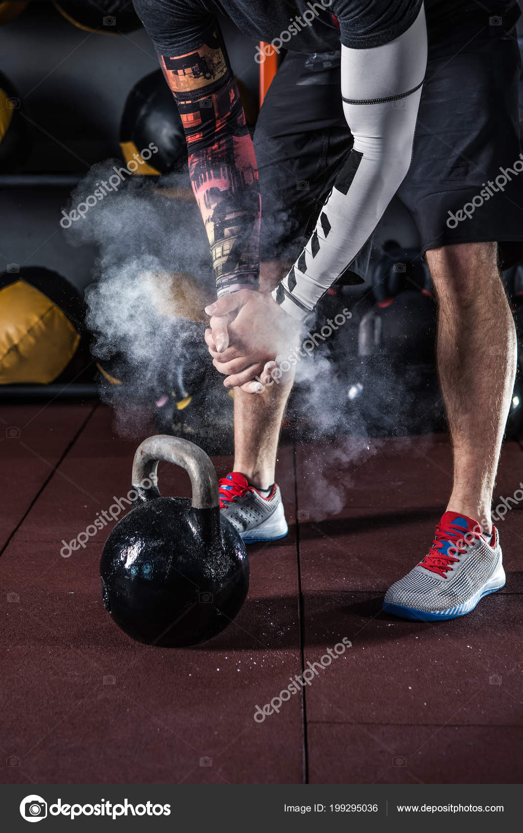 Sports Background Young Athlete Getting Ready Weight Lifting Training ...