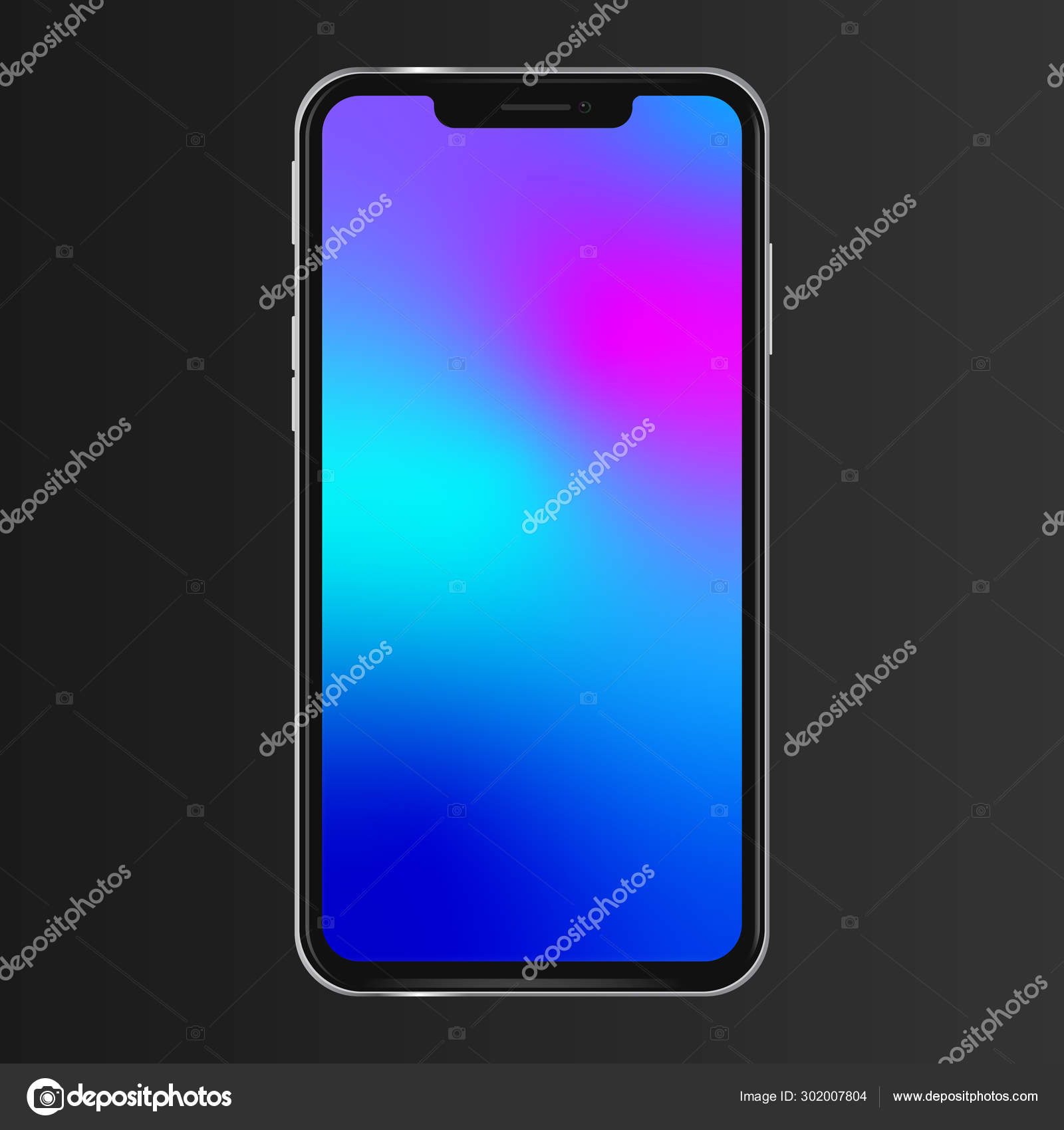 Realistic phone screen template no notch front view smart-phone mobile ...