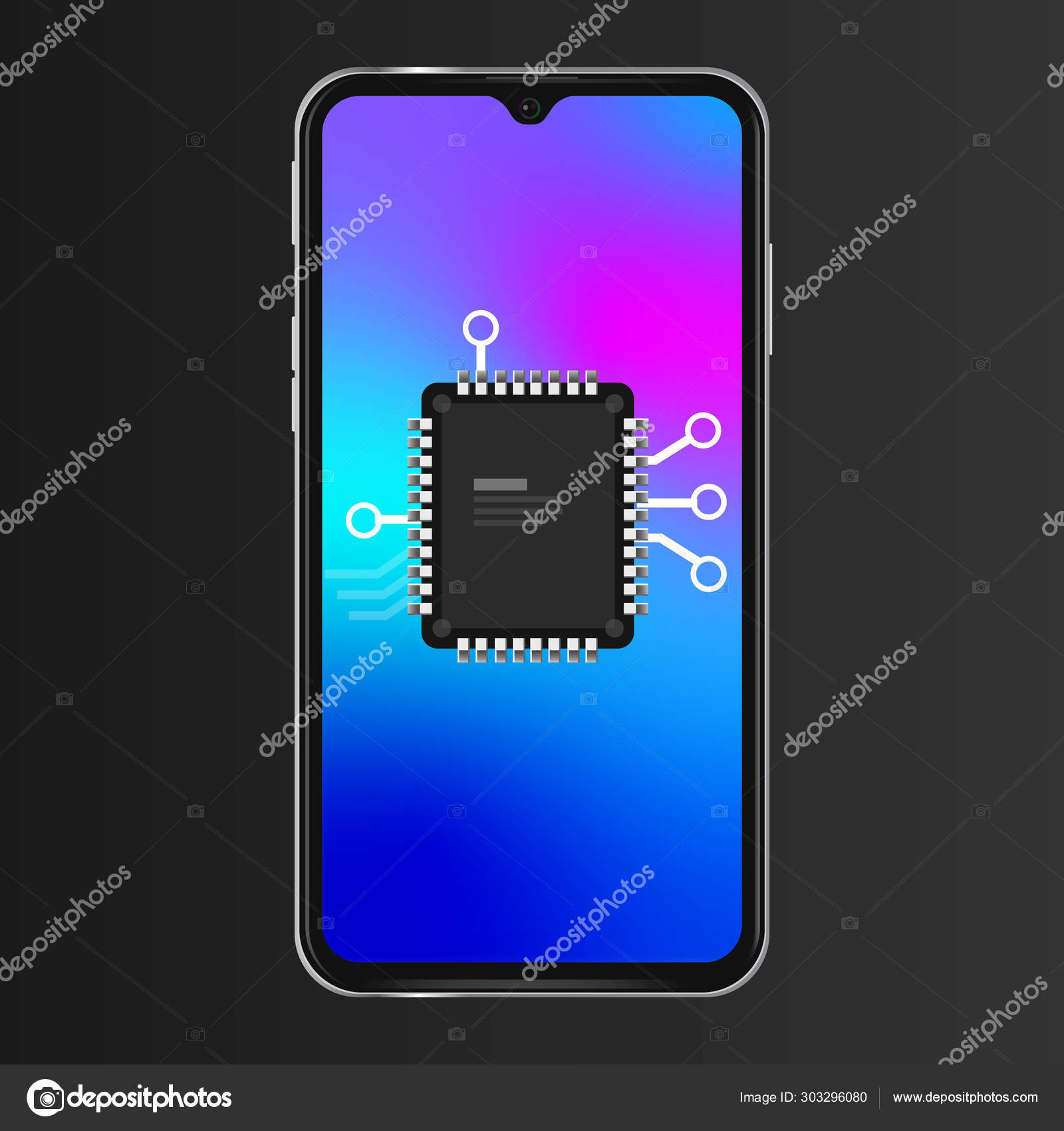 Soc System On A Chip Smartphone Cpu Microprocessor Vector Stock Vector By ©bakhtiarzein 303296080