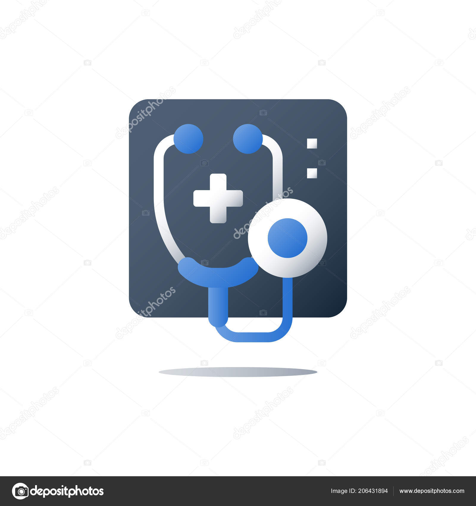Preventive medical exam, stethoscope icon, health care insurance ...