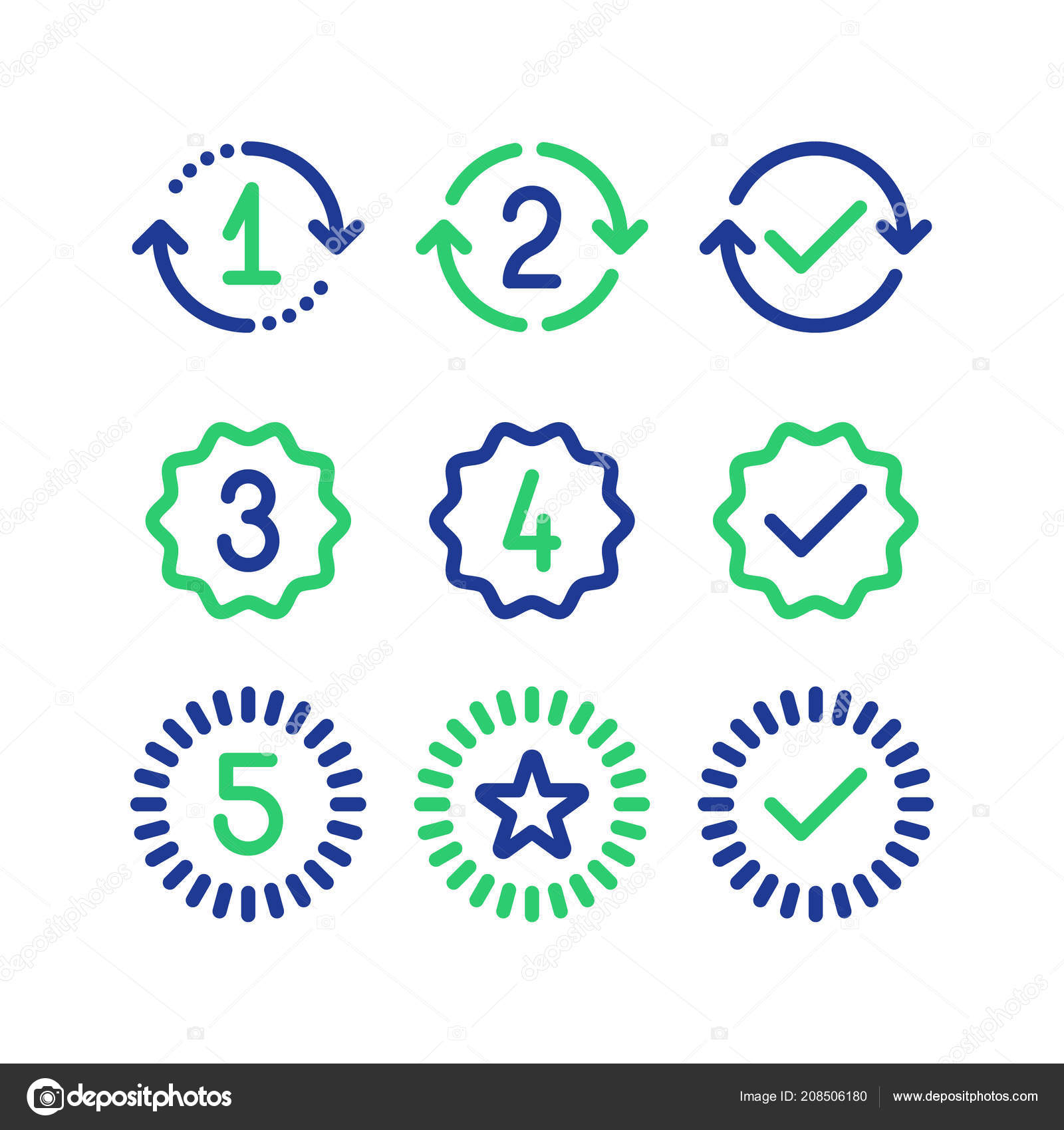 Warranty years signs, guarantee service period, approved mark, line ...