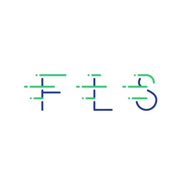 Dynamic letters A, B and C in motion, decorative type, rapid service ...