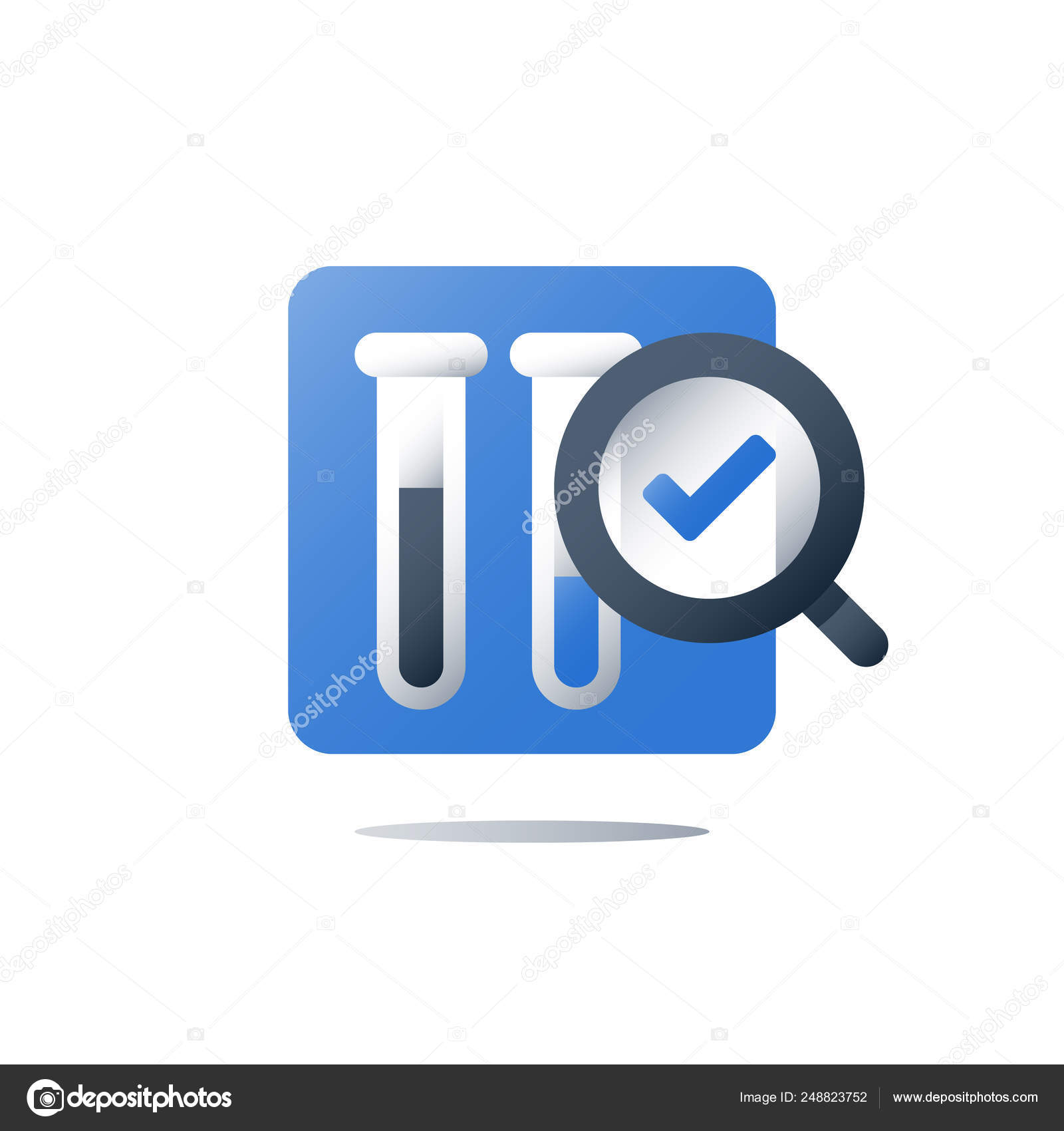 Sample test result, medical laboratory analysis, magnifying glass and ...