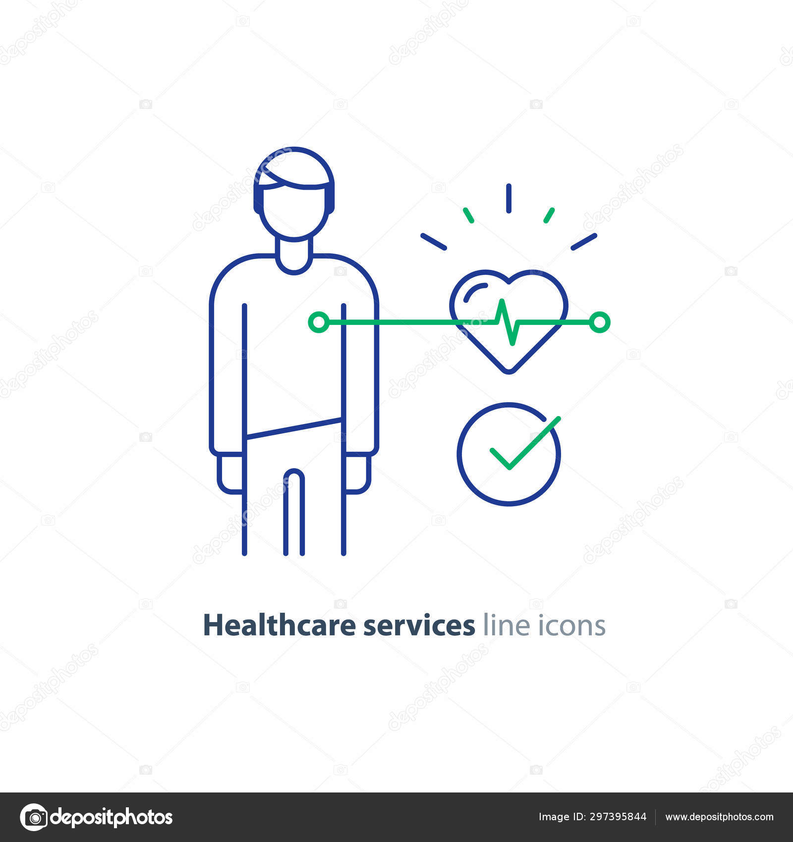 Heart test line icon, electrocardiogram monitor logo, cardiology ...