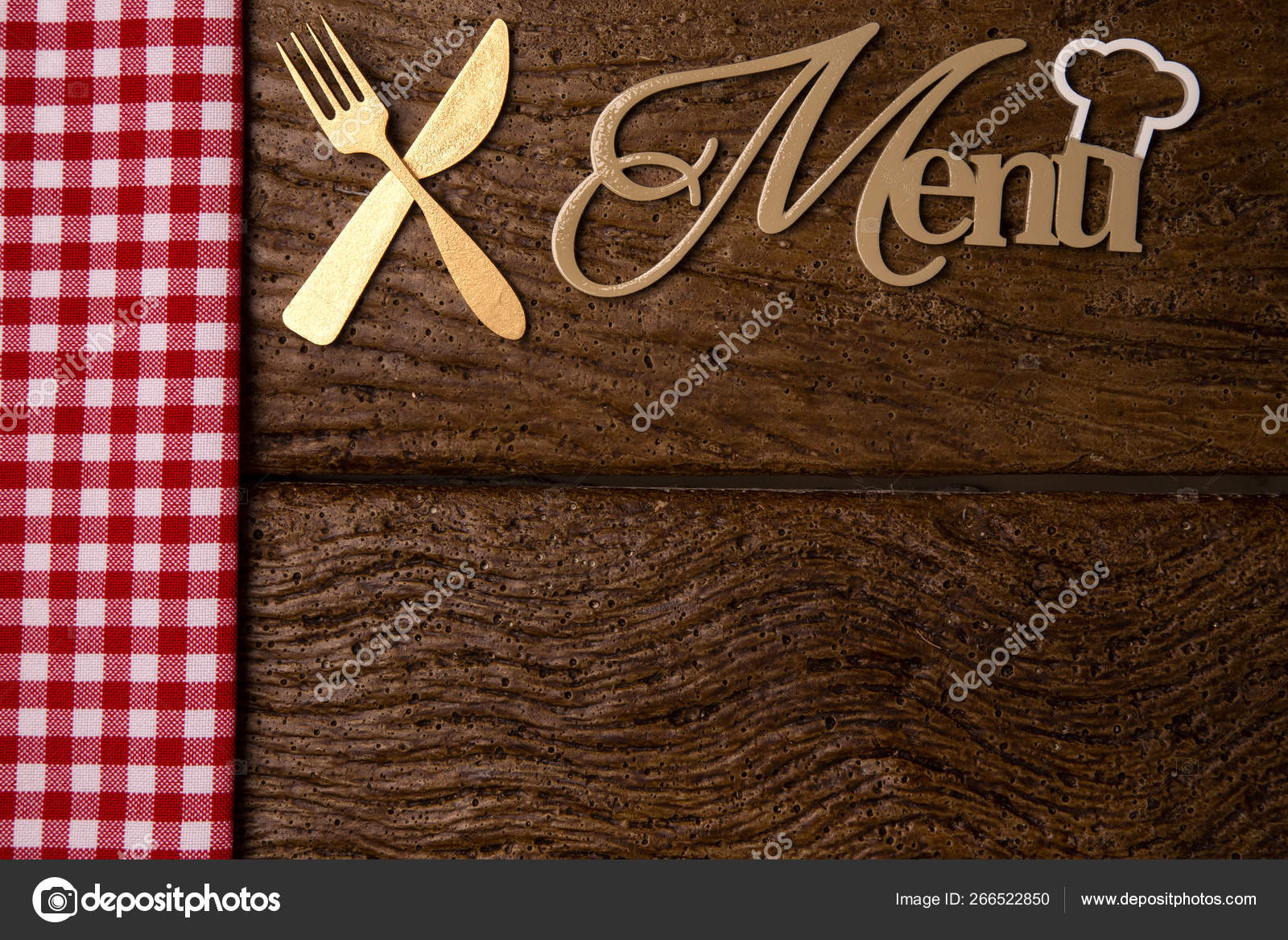 Menú del restaurante. Vista superior del menú de madera colocado en el ...
