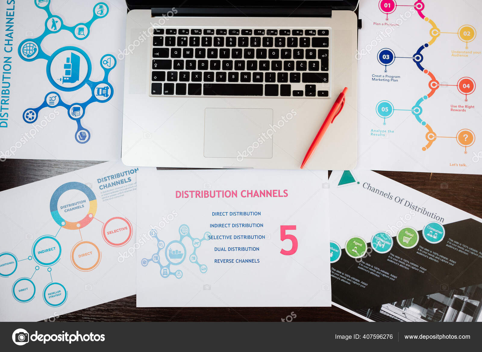 Marketing distribution channels plan on office desk Stock Photo by ...