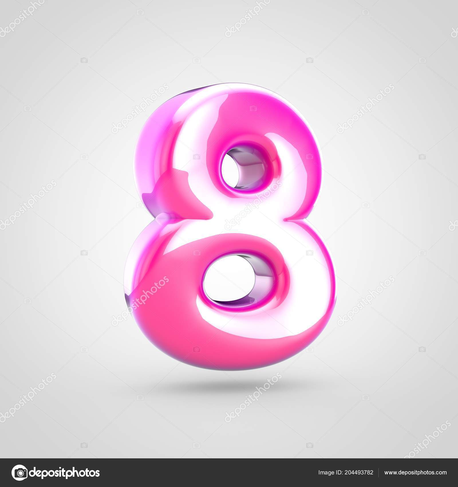 Pink Number Rendering Bright Shiny Pink Font Isolated White Background ...