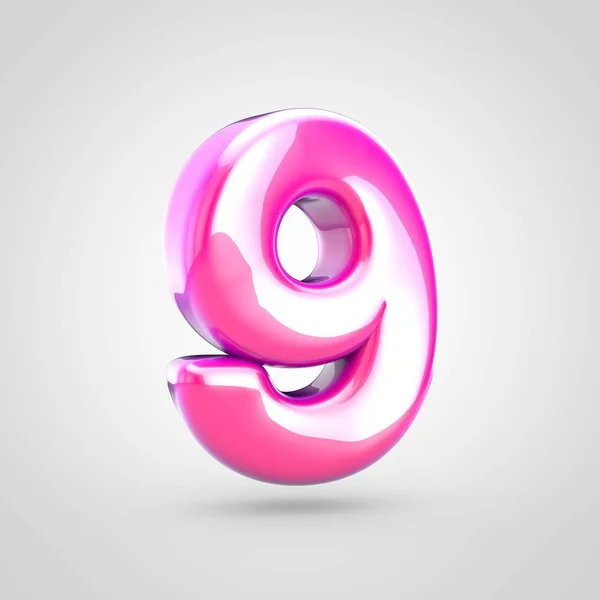Pink Number Rendering Bright Shiny Pink Font Isolated White Background ...