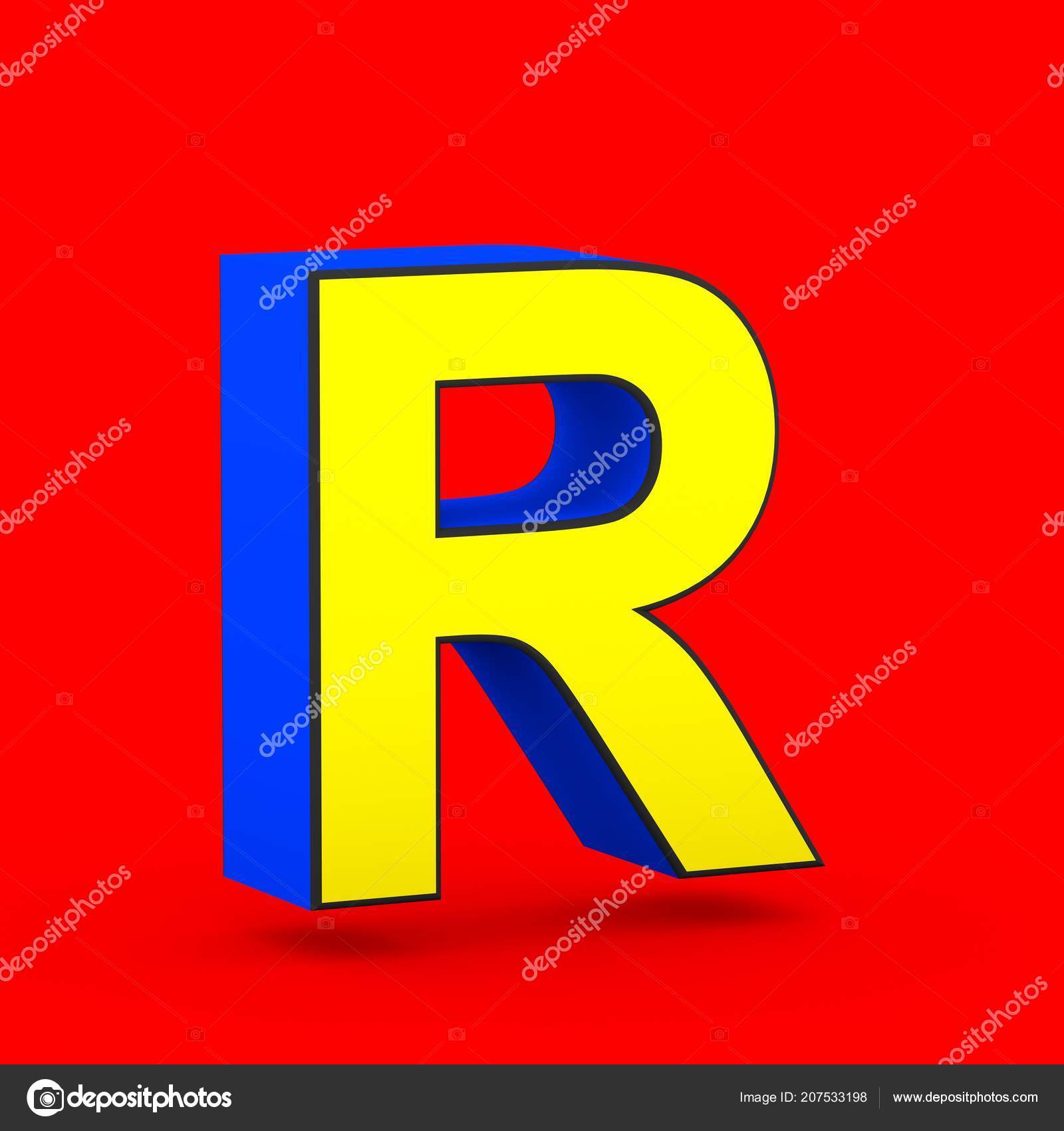Superhero Letter Uppercase Render Stylized Retro Blue Yellow Font ...