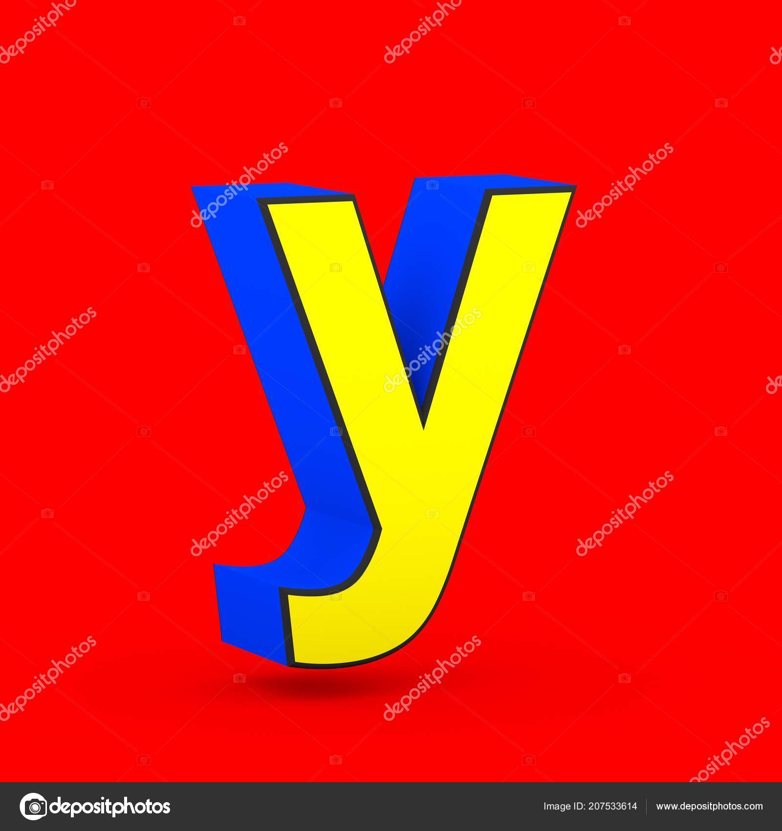Superhero Letter Lowercase Render Stylized Retro Blue Yellow Font ...