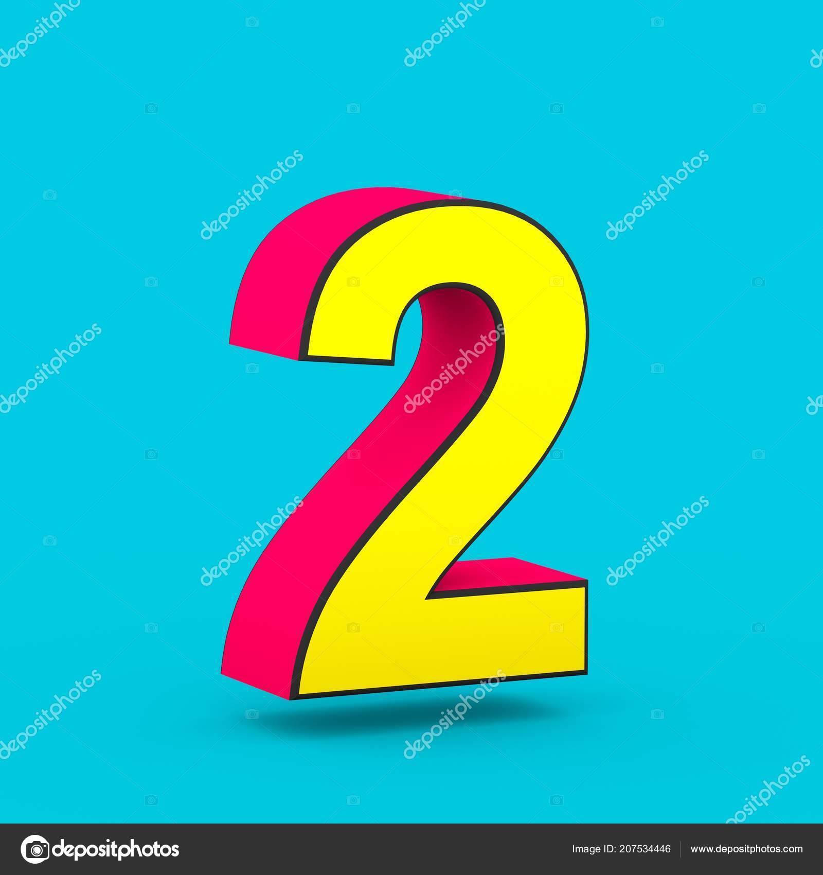 Superhero Number Render Stylized Retro Red Yellow Font Isolated Blue ...
