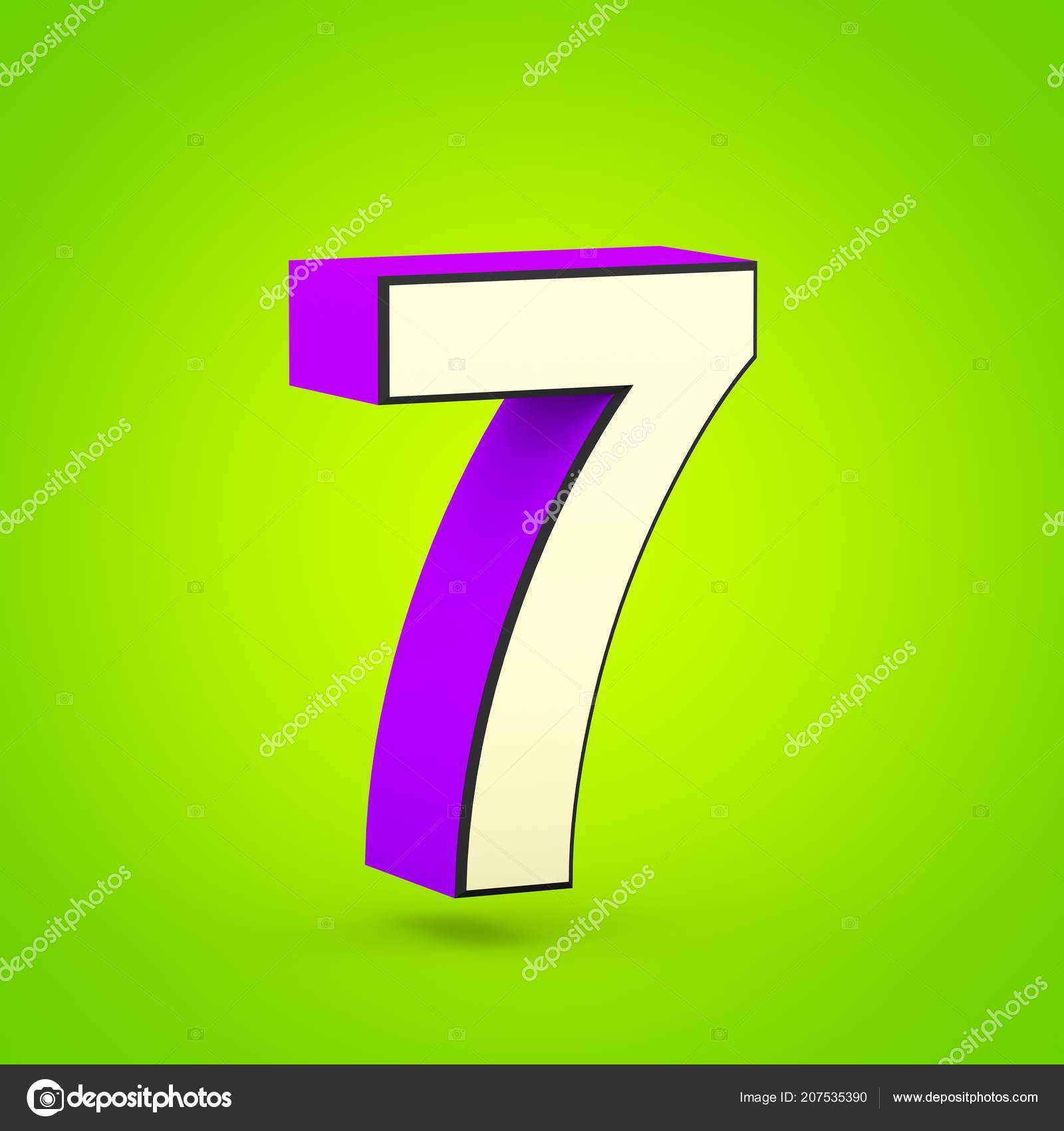 Superhero Number Render Stylized Retro Violet Beige Font Isolated Lime ...