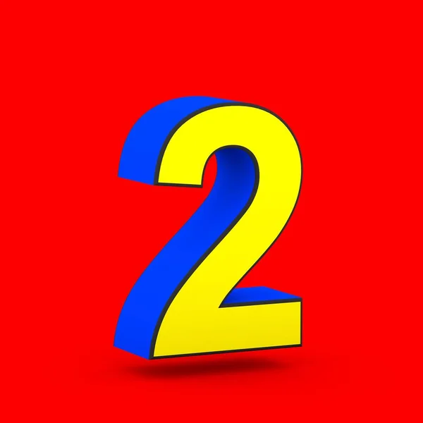 Superhero Number Render Stylized Retro Red Yellow Font Isolated Blue ...