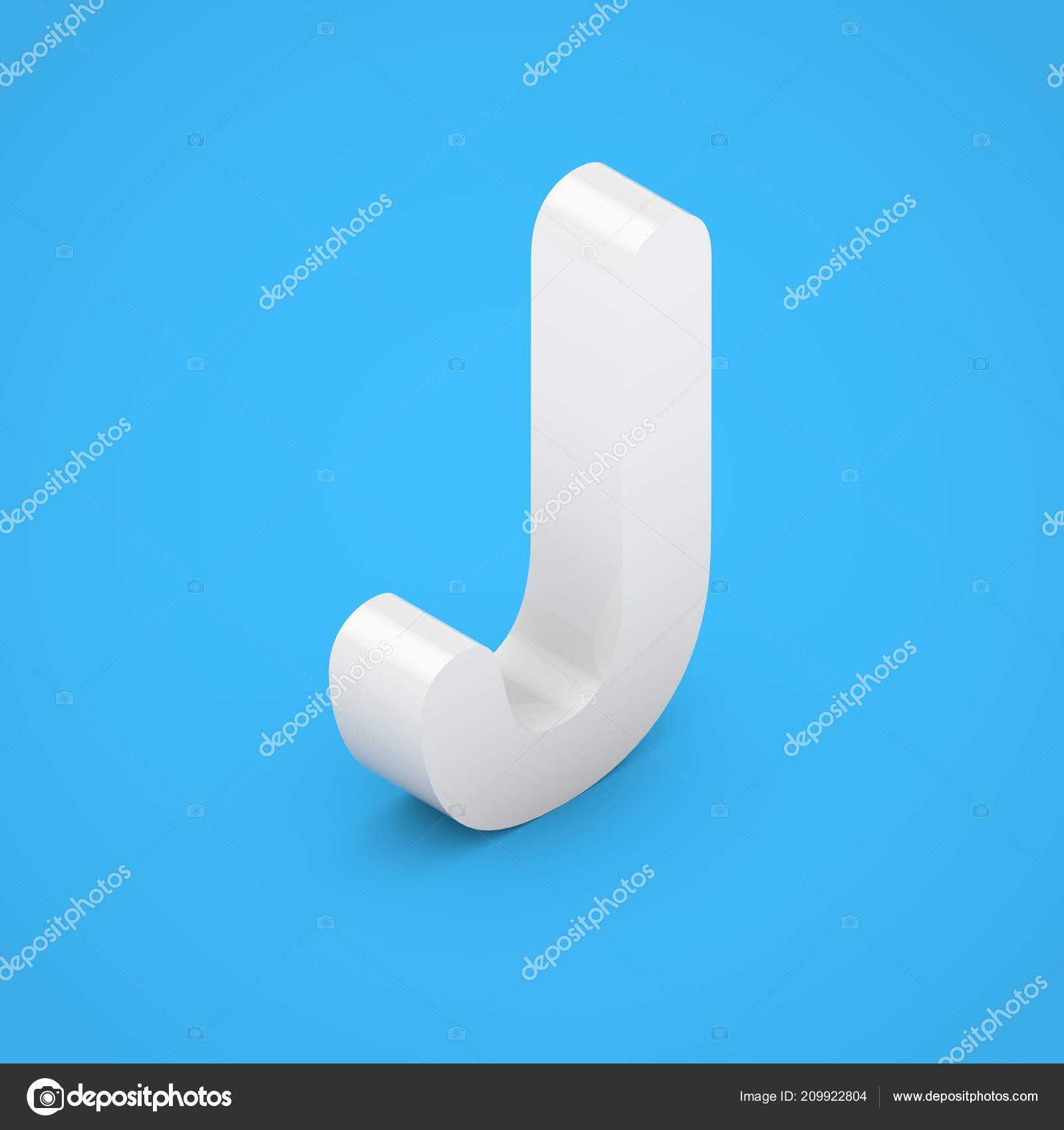 White Letter Uppercase Render White Glossy Isometric Font Isolated Blue ...