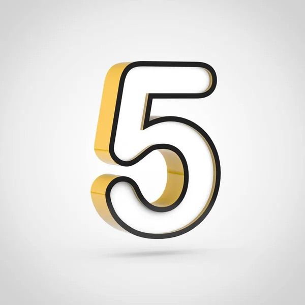 Glossy Letter Number Render Gold Font Silver Outline Isolated White ...