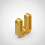 Golden Letter Uppercase Rendering Isometric Embossed Font Isolated ...