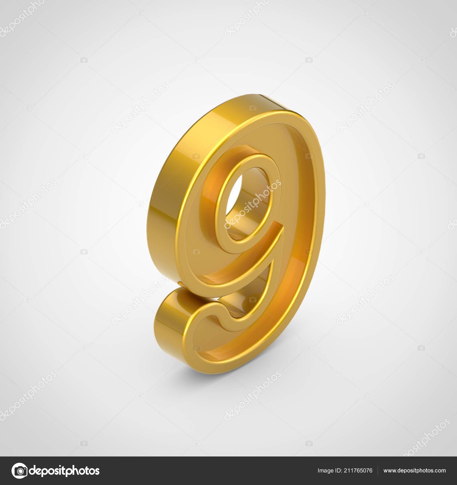 Golden Number Rendering Isometric Embossed Font Isolated White ...