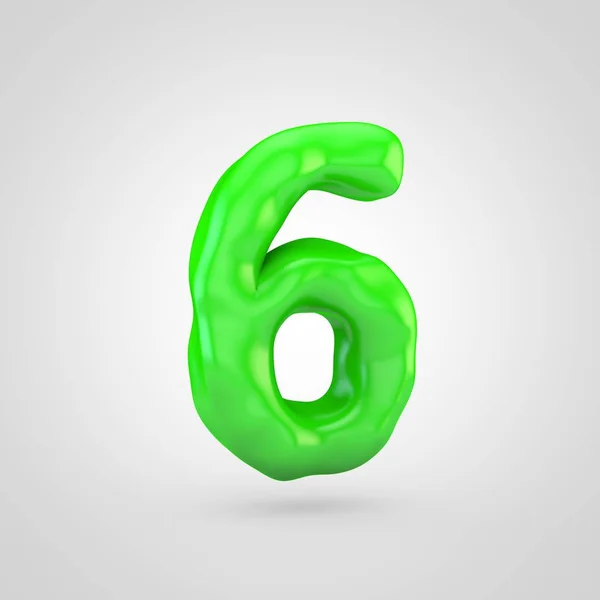 Shiny metallic green balloon number 6 isolated on white background ...