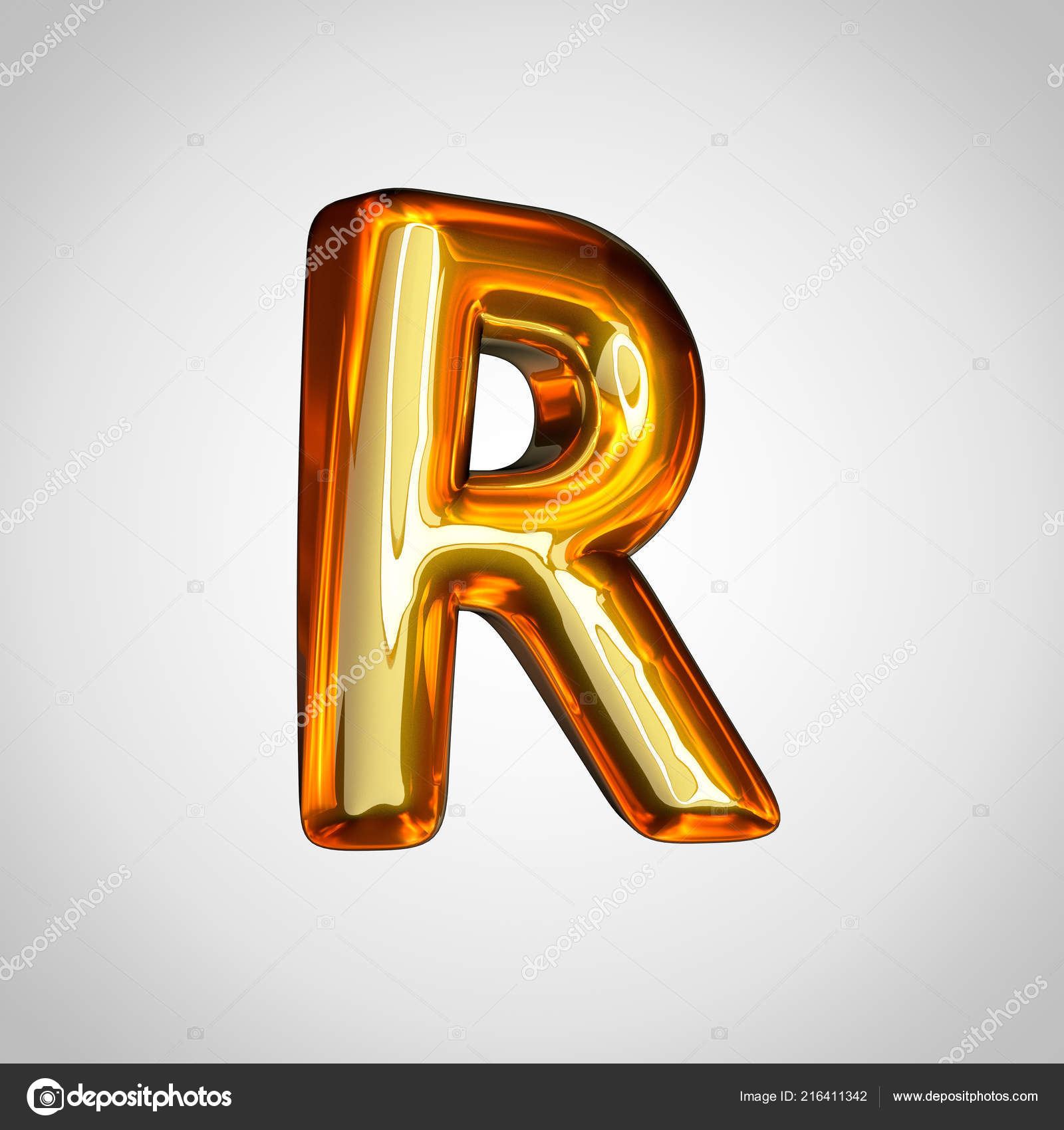 Golden Letter Uppercase Isolated White Background Stock Photo by ...