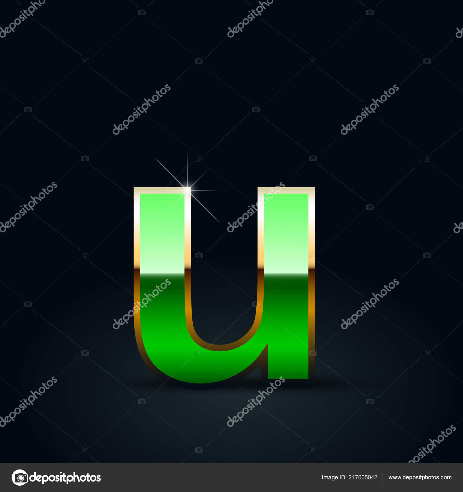 Green Glossy Metallic Letter Lowercase Black Background Stock Vector ...