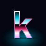 Shiny Metallic 80S Retro Style Letter Uppercase Font Black Background ...