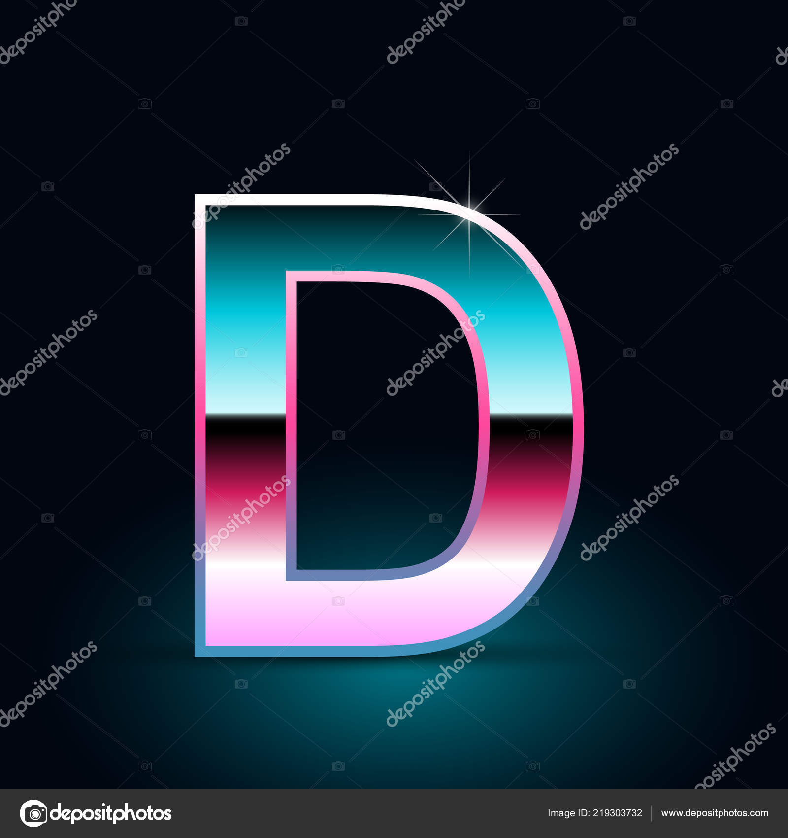 Shiny Metallic 80S Retro Style Letter Uppercase Font Black Background ...