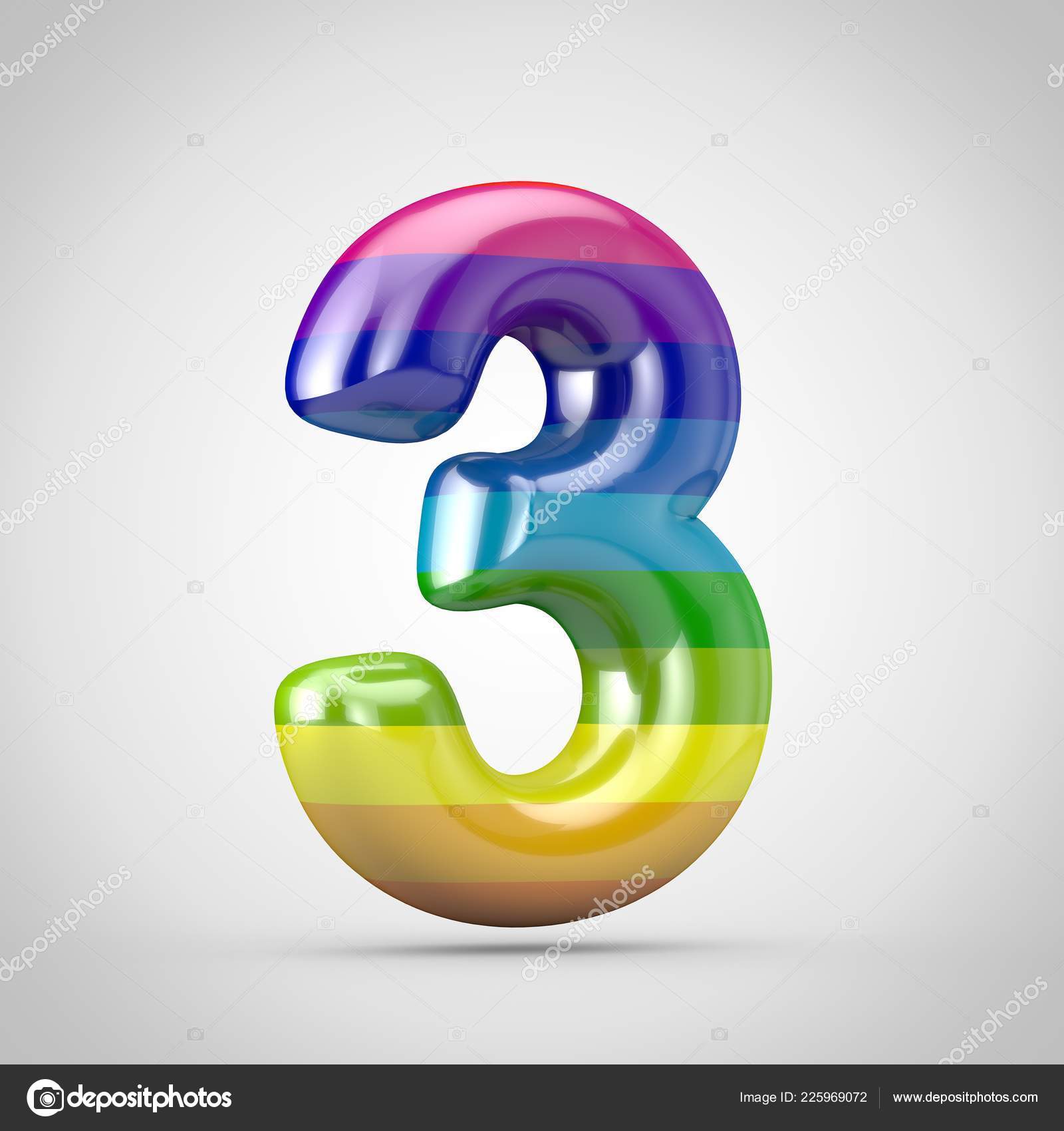 Rainbow Number Render Glossy Font Isolated White Background Stock Photo ...
