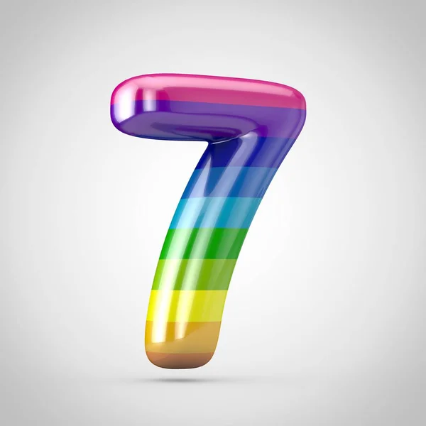 Rainbow Number Render Glossy Font Isolated White Background Stock Photo ...