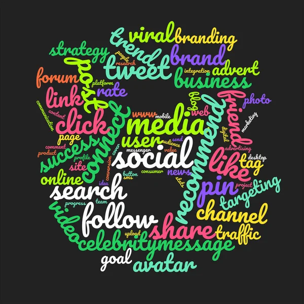 Word Cloud Number Vector Colorful Font Made Social Media Words Stock ...