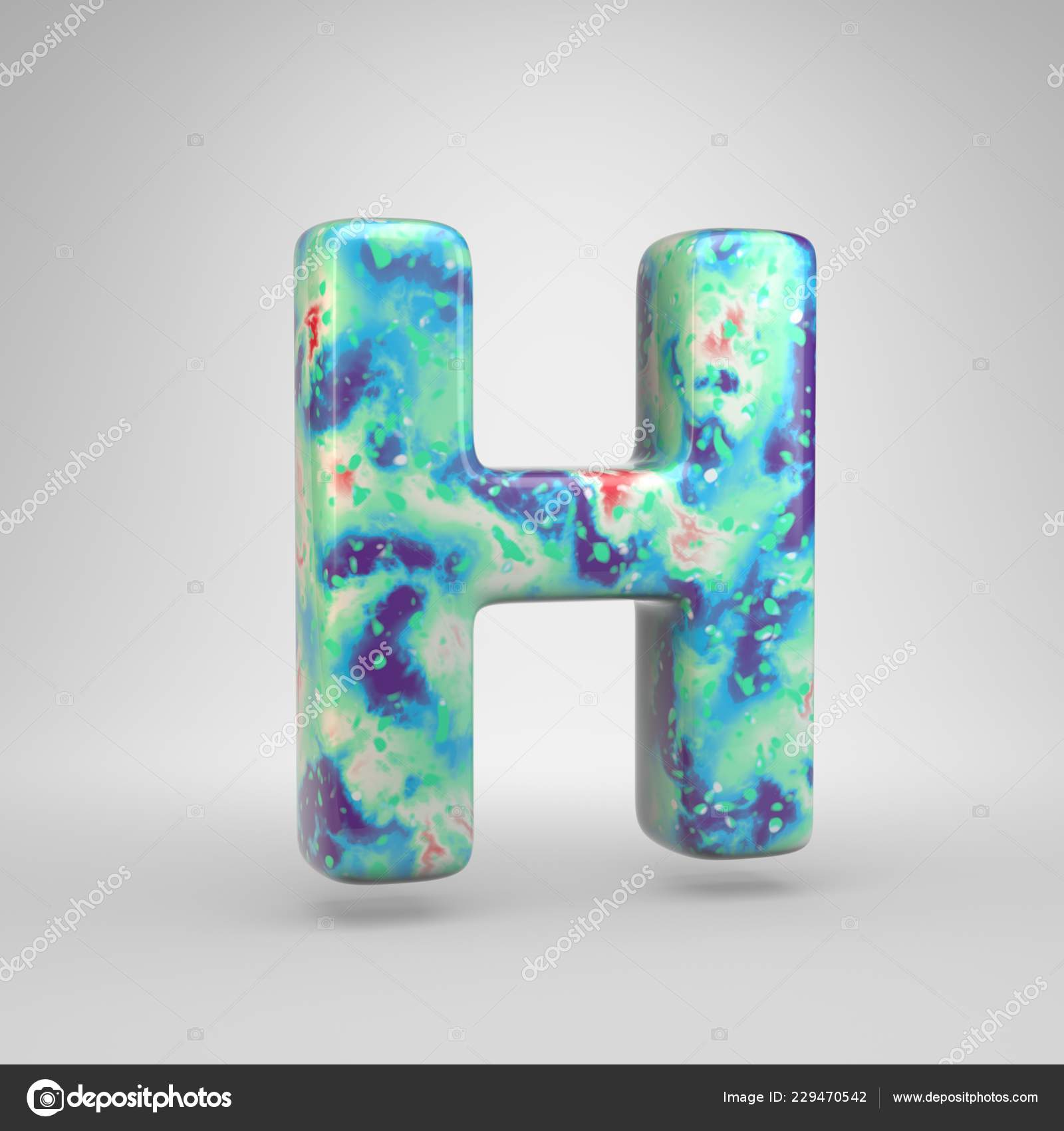 Bluish Acrylic Pouring Letter Uppercase Render Cold Color Font Isolated ...