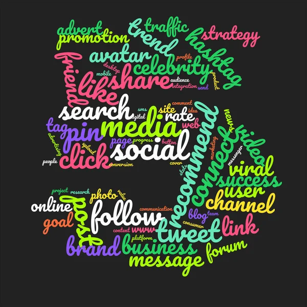 Word Cloud Number Vector Colorful Font Made Social Media Words Stock ...