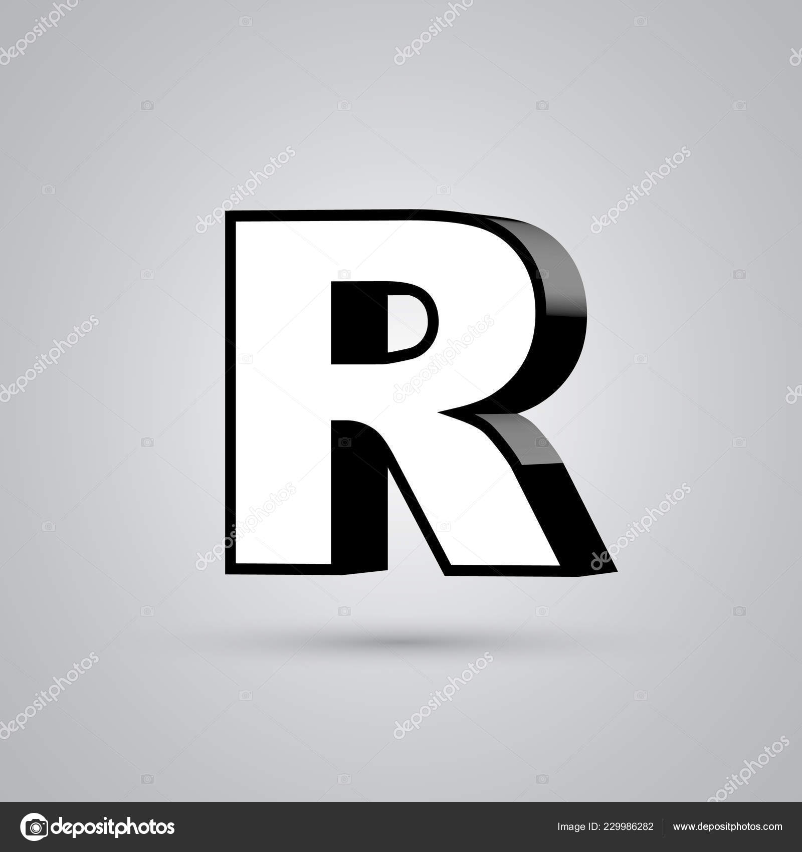 Letra Vectorial Blanca Mayúscula Con Borde Negro Fuente Brillante Con ...