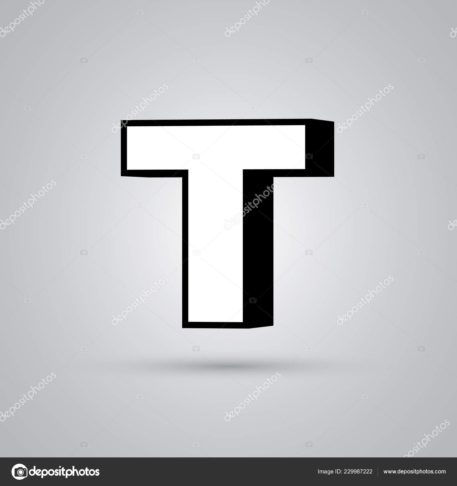 Letra Vectorial Blanca Mayúscula Con Borde Negro Fuente Brillante Con ...