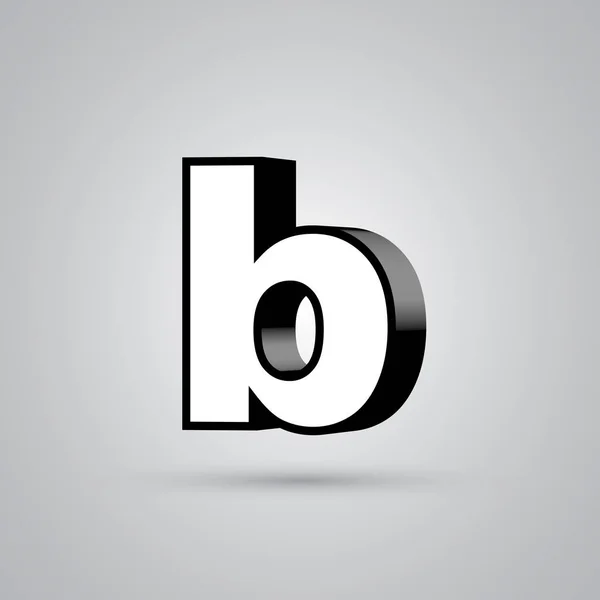White Vector Letter Lowercase Black Border Glossy Font Light Reflection ...