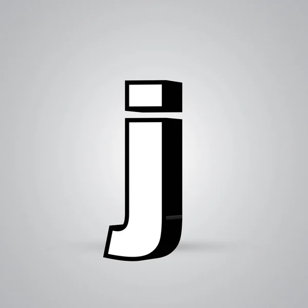White Vector Letter Lowercase Black Border Glossy Font Light Reflection ...