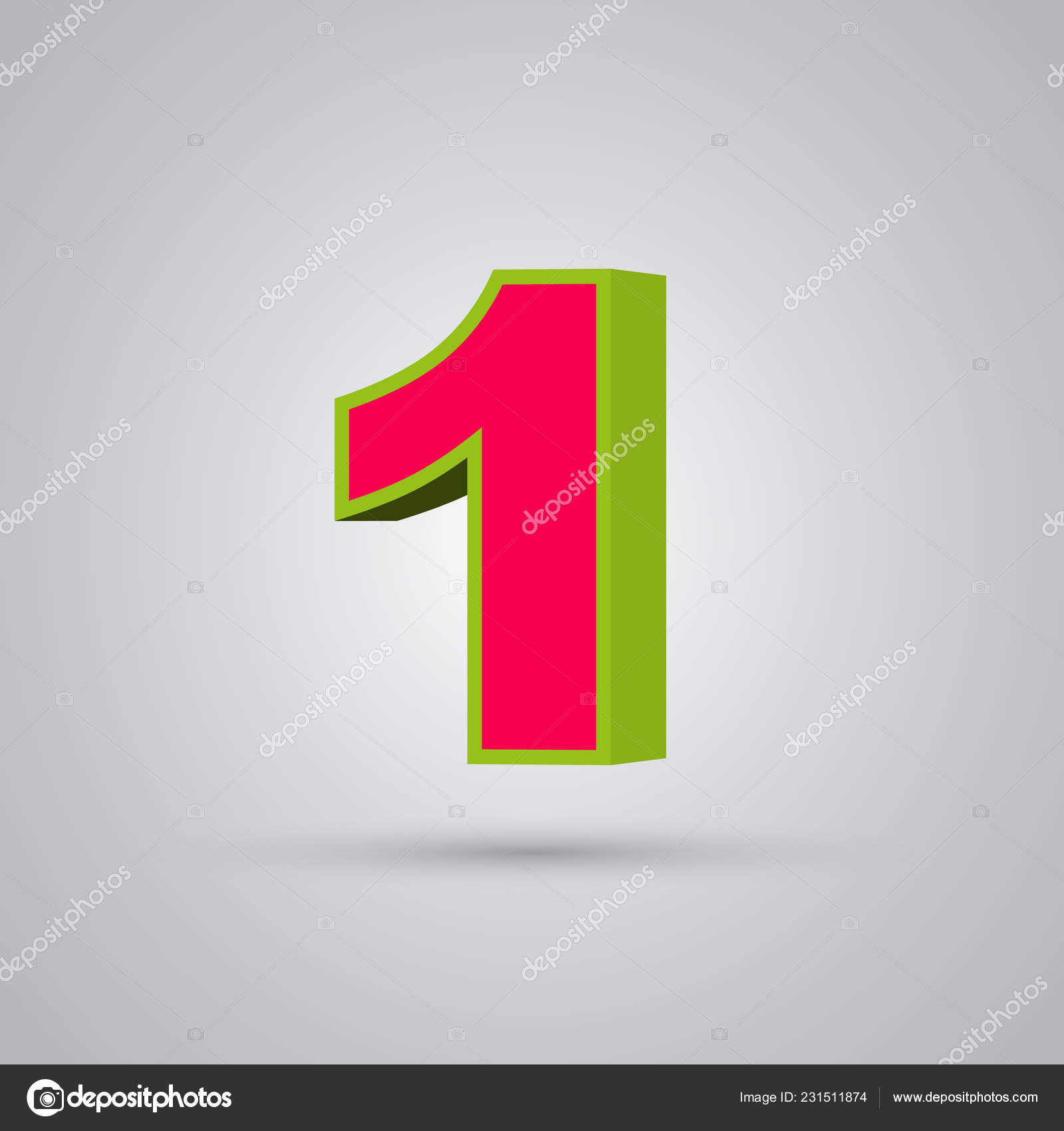 Watermelon Vector Número Fuente Roja Con Borde Verde Brillante Reflejo ...