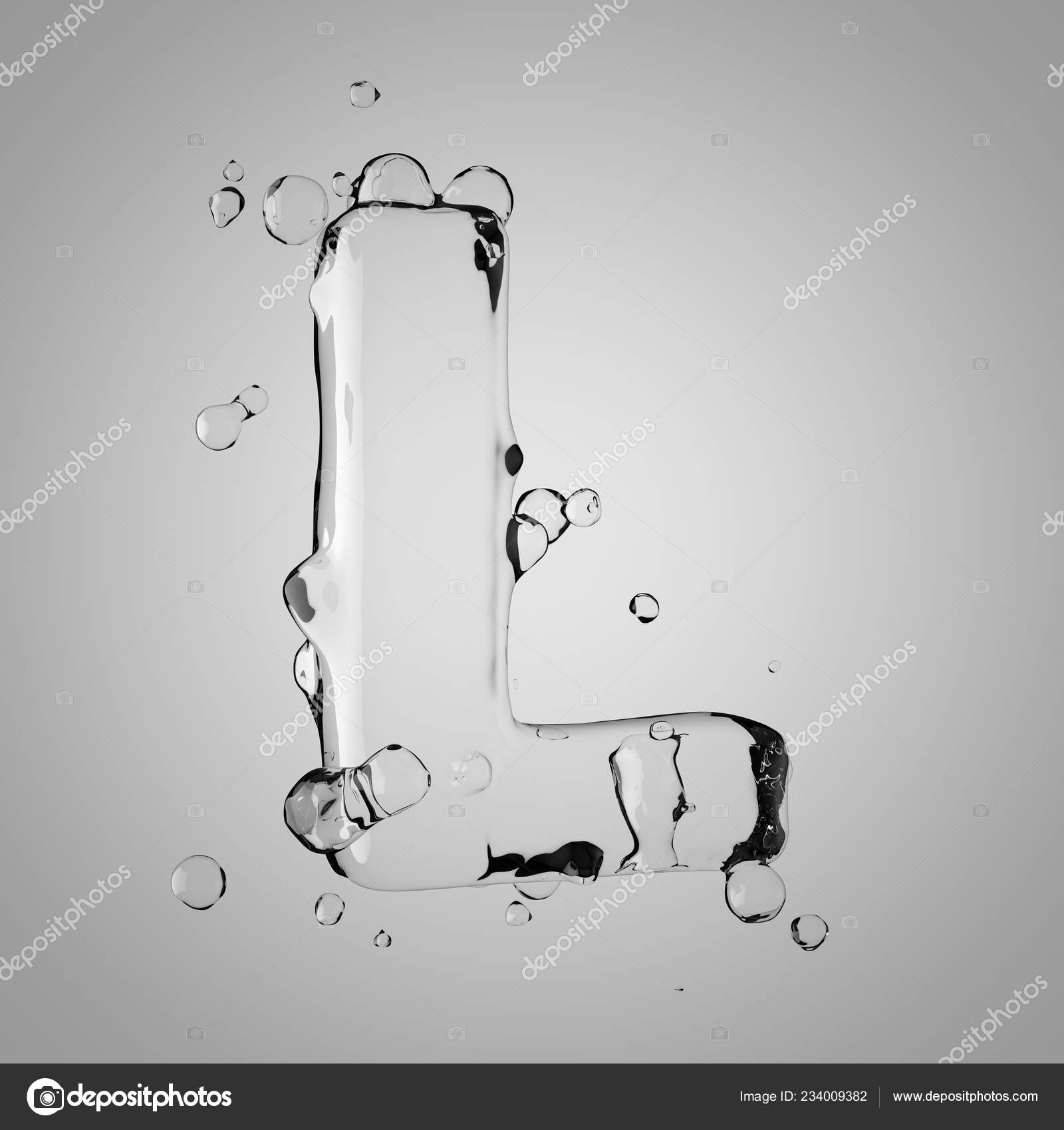 Water Letter Uppercase Rendering Transparent Water Font Drops Stock ...