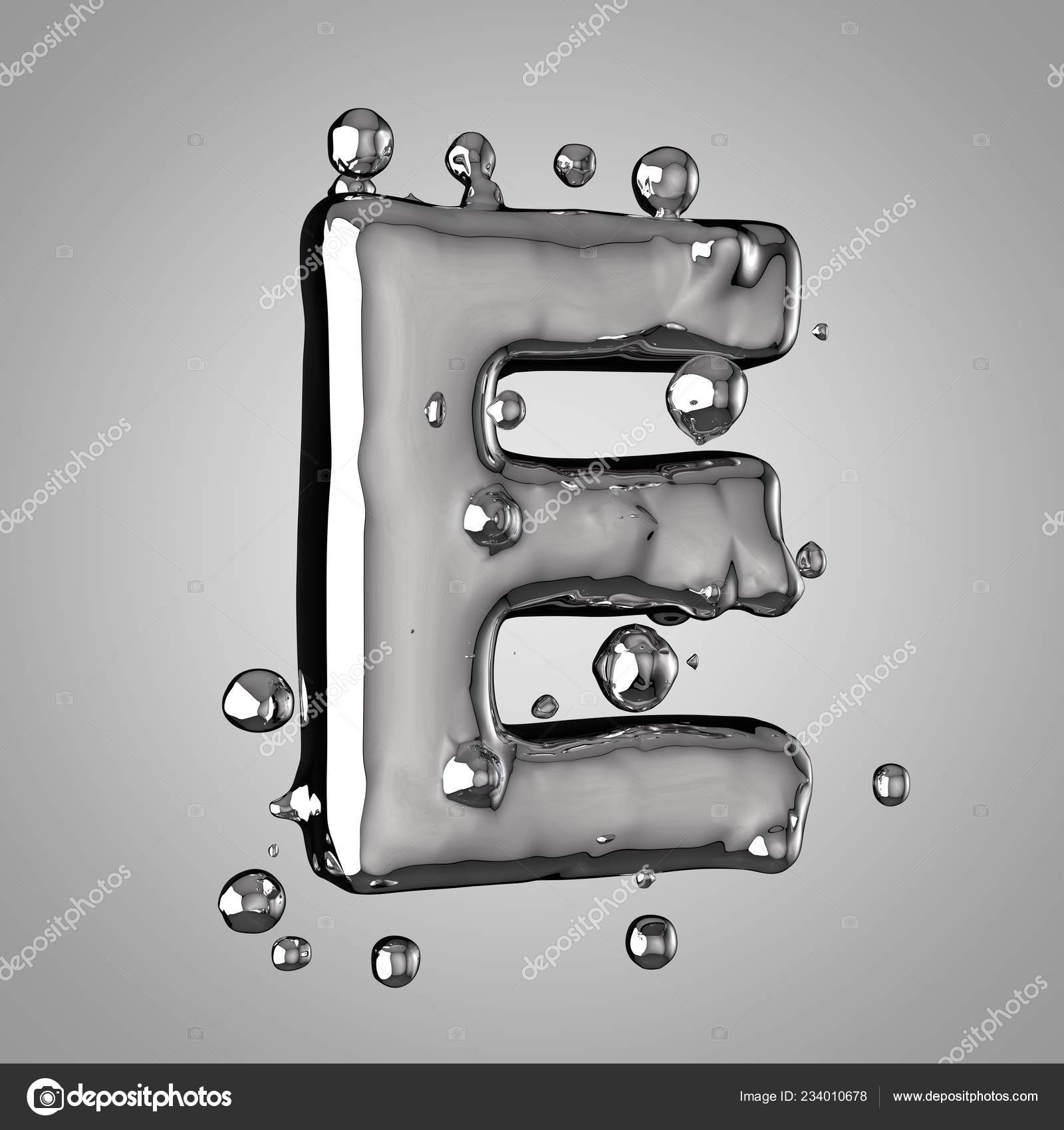 Mercury Letter Uppercase Rendering Liquid Metal Font Drops Stock Photo ...