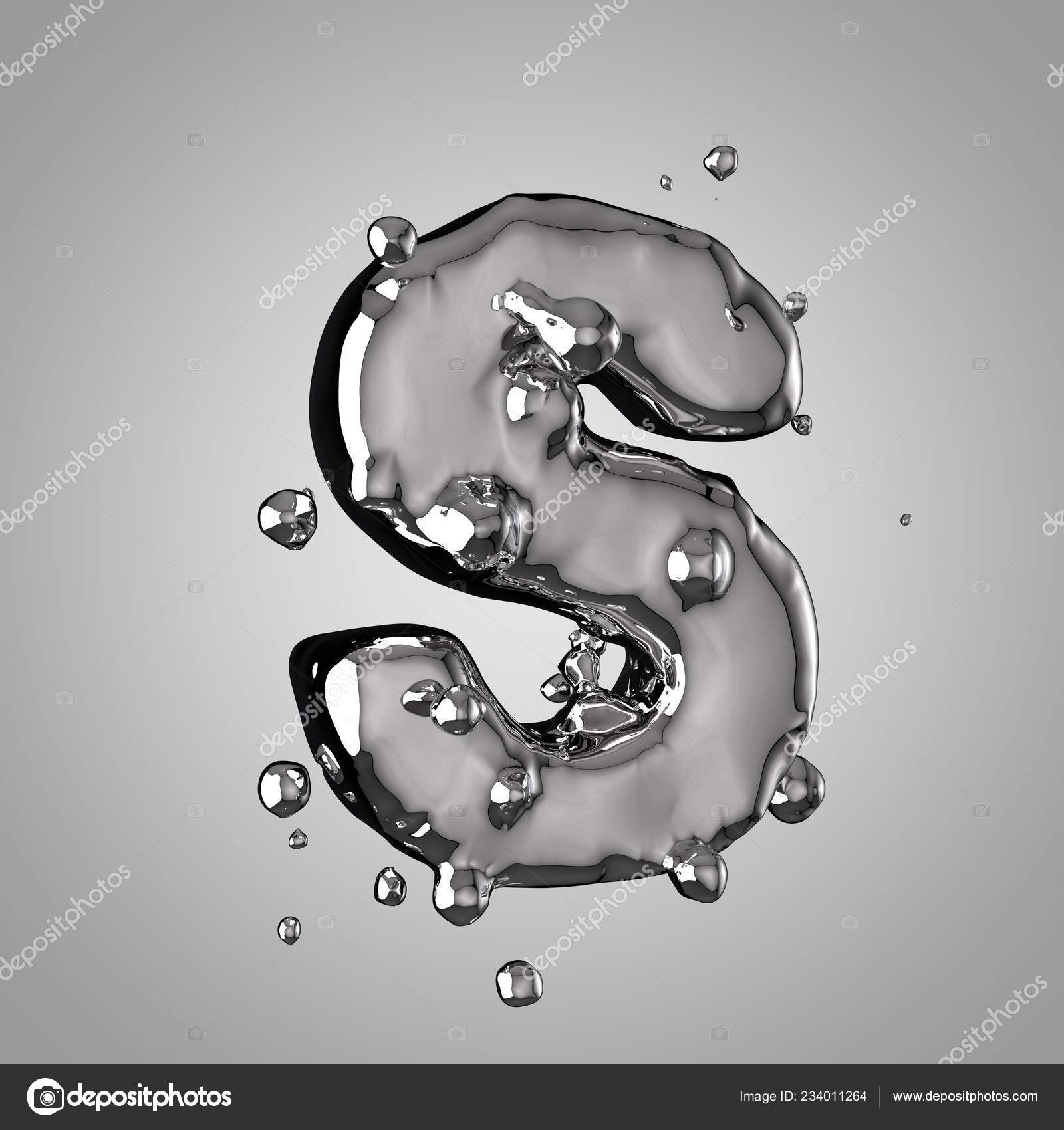 Mercury Letter Uppercase Rendering Liquid Metal Font Drops — Stock ...