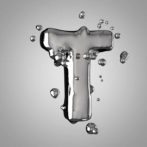 Mercury Letter Uppercase Rendering Liquid Metal Font Drops — Stock ...
