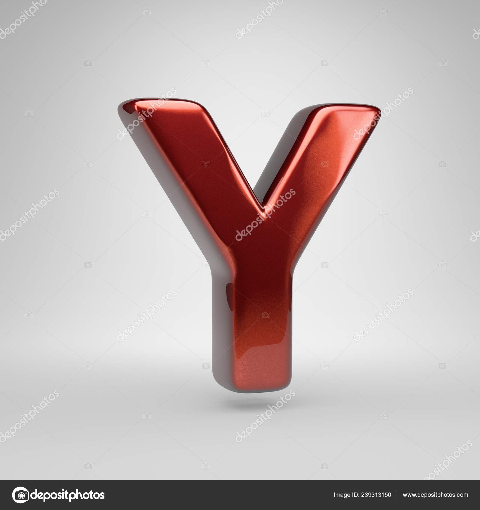 Letter Uppercase Red Glossy Metallic Letter Isolated White Background ...