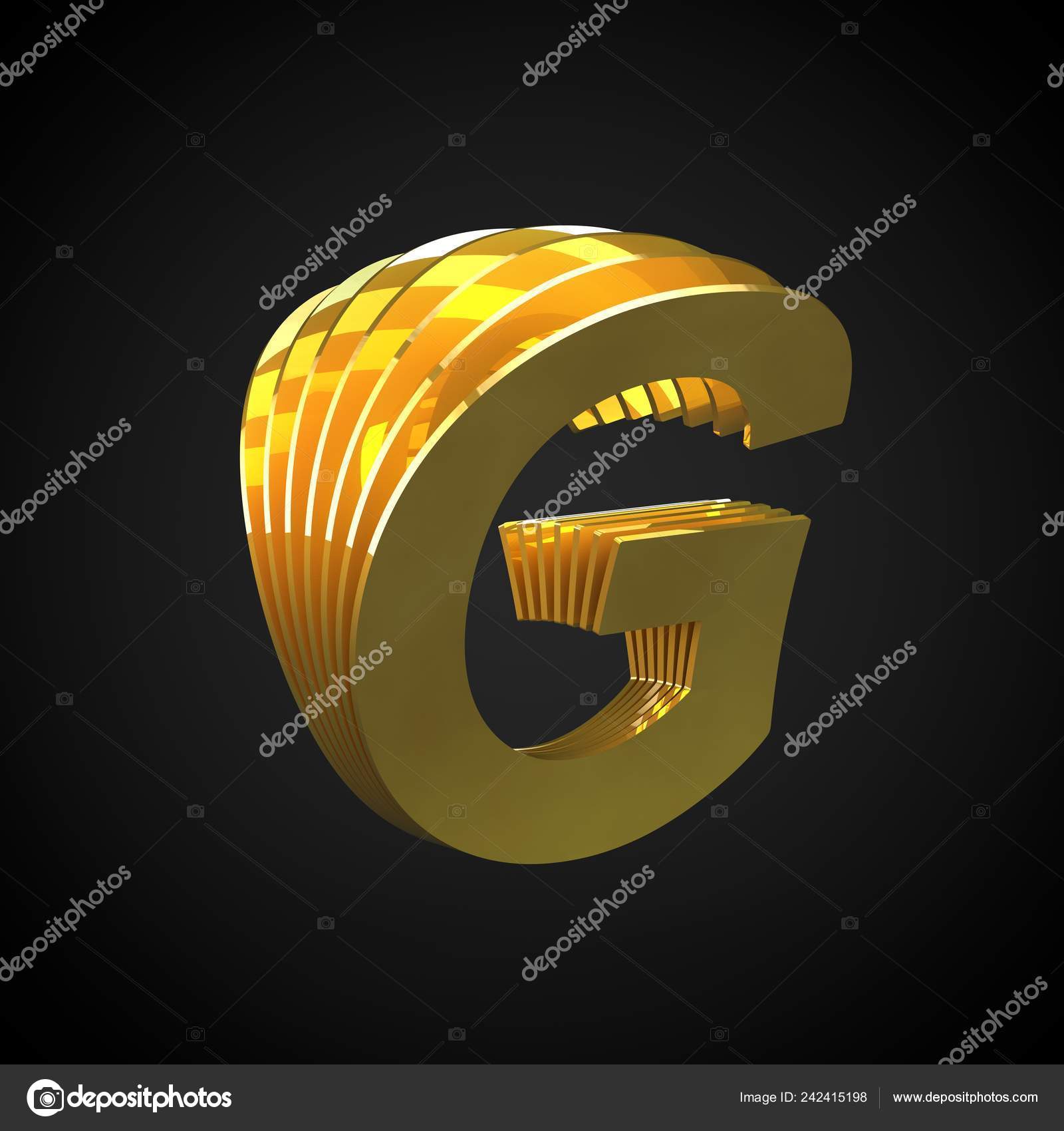 Letter Uppercase Render Cutaway Gold Font Golden Alphabet Symbol ...