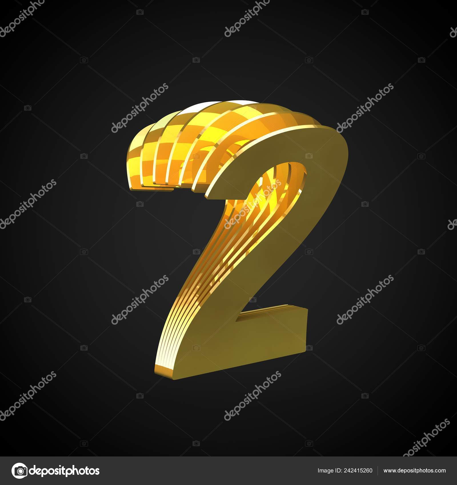 Number Render Cutaway Gold Font Golden Alphabet Symbol Isolated Black ...
