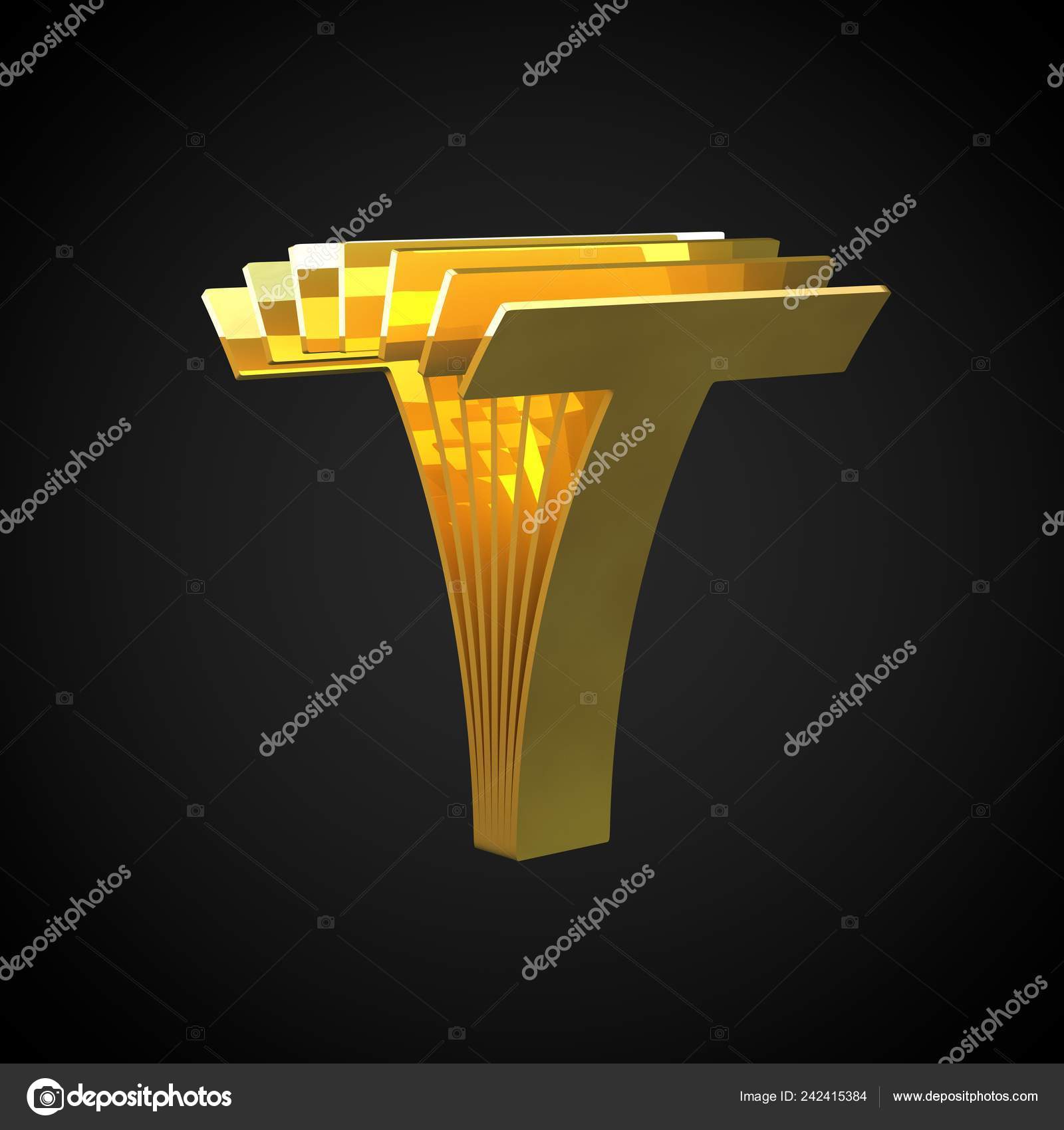 Letter Uppercase Render Cutaway Gold Font Golden Alphabet Symbol ...