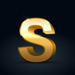 Dark Gold Letter Uppercase Isolated Black Background Stock Vector Image ...