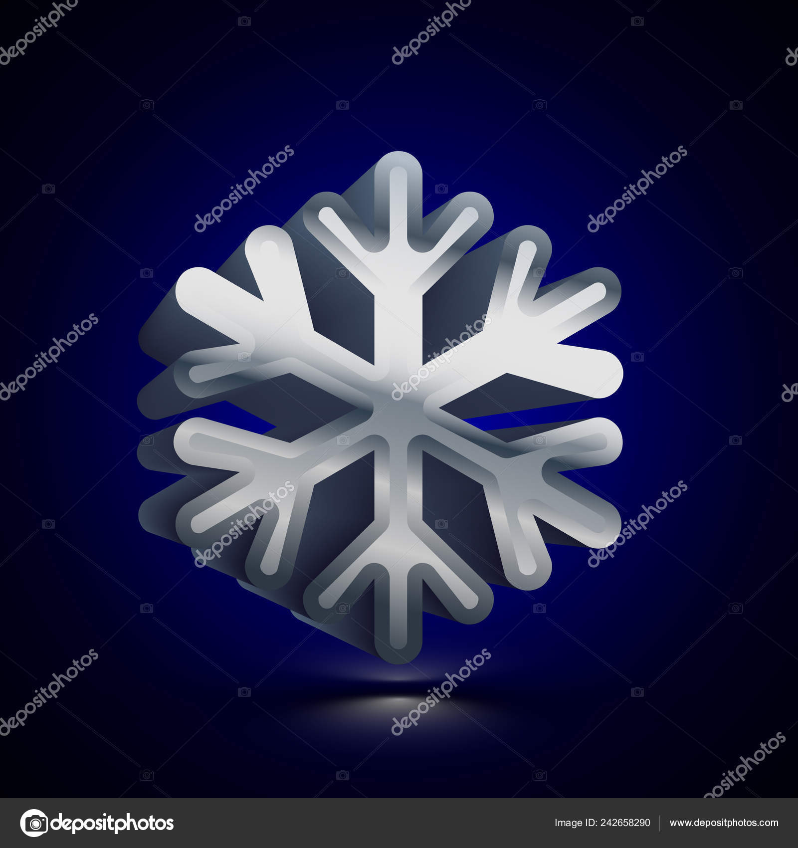 Stylized Snow Icon Glossy Silver Vector Icon Isolated Volumetric Symbol ...