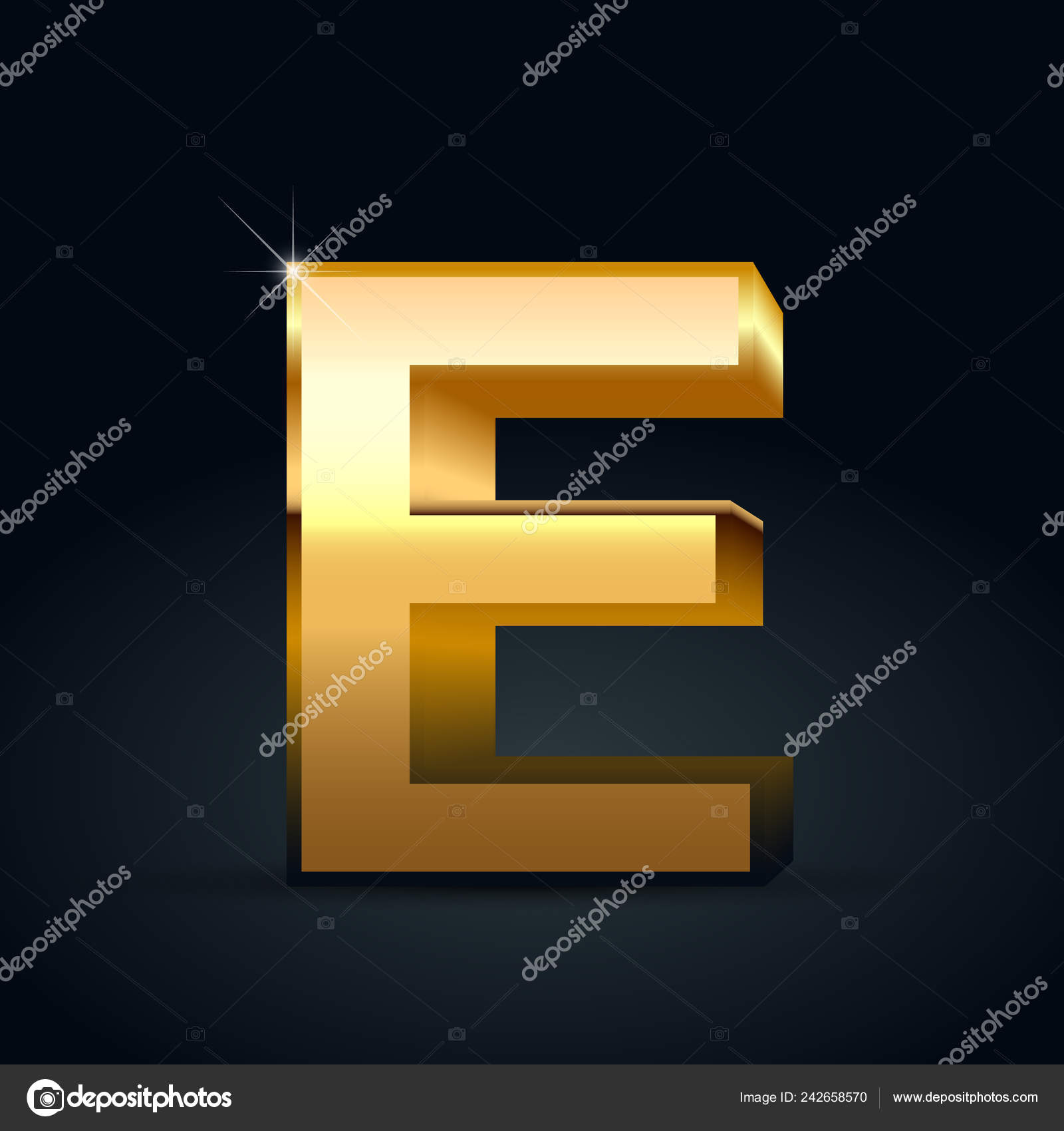 Vector Gold Letter Uppercase Glossy Golden Font Isolated Black ...