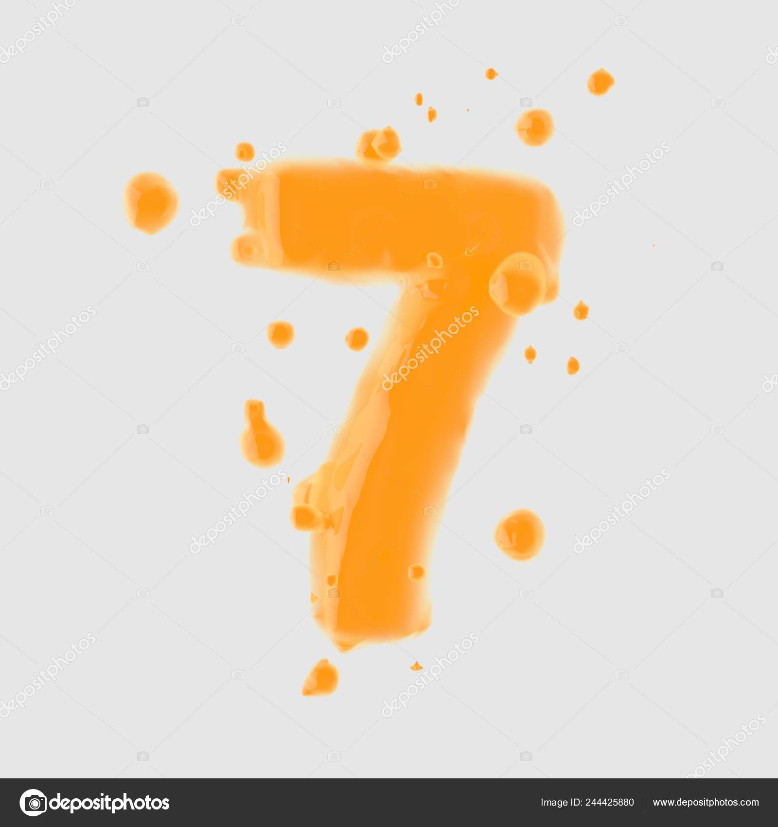 Number Orange Juice Font Drops Isolated White Background Render — Stock ...