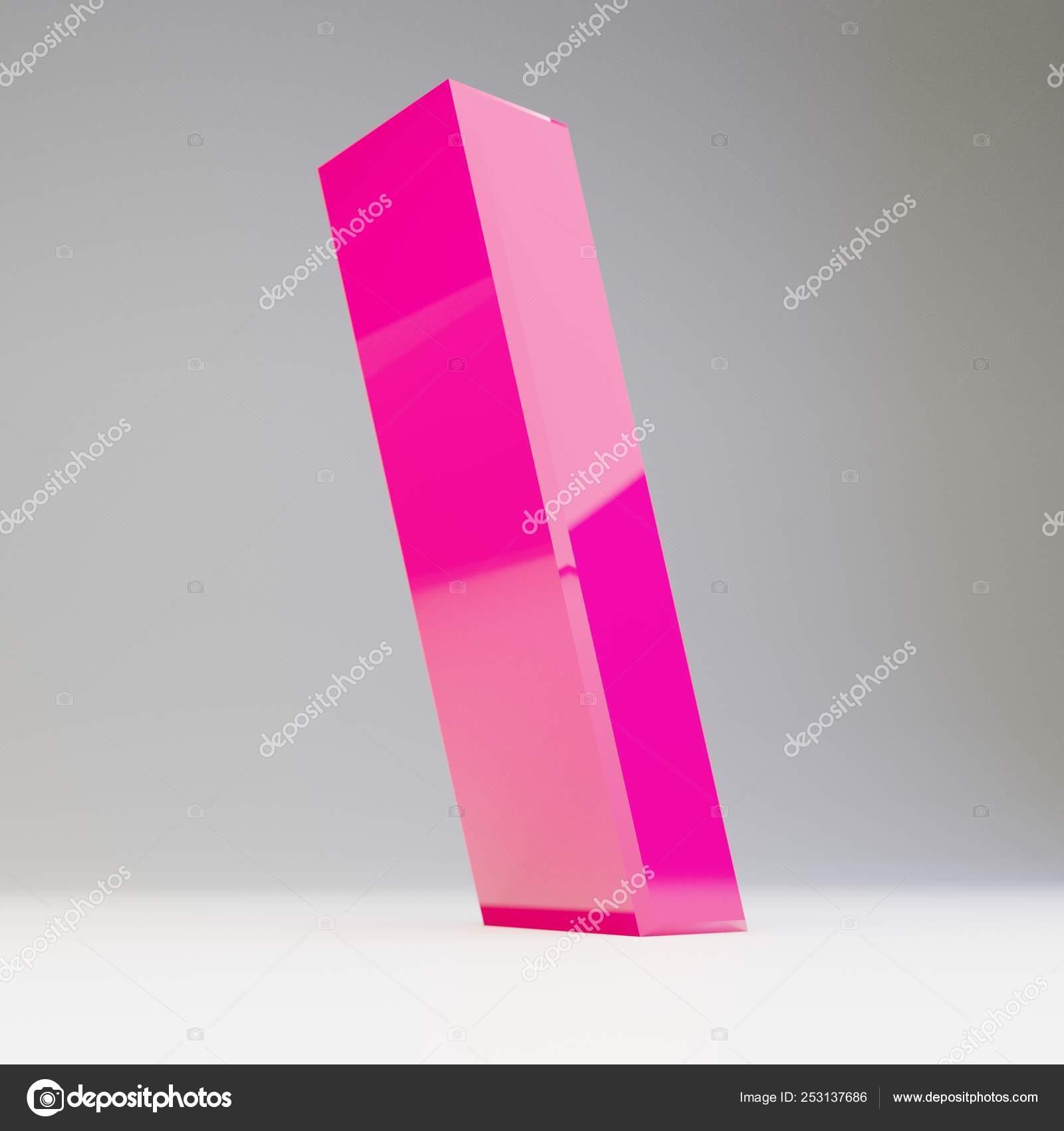 Giant 3D back slash symbol. Rendered glossy pink font isolated on white ...
